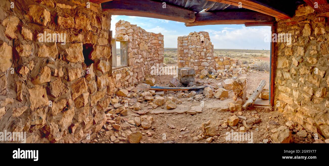 View from inside the ghostly remains of an old stone tower in the ...