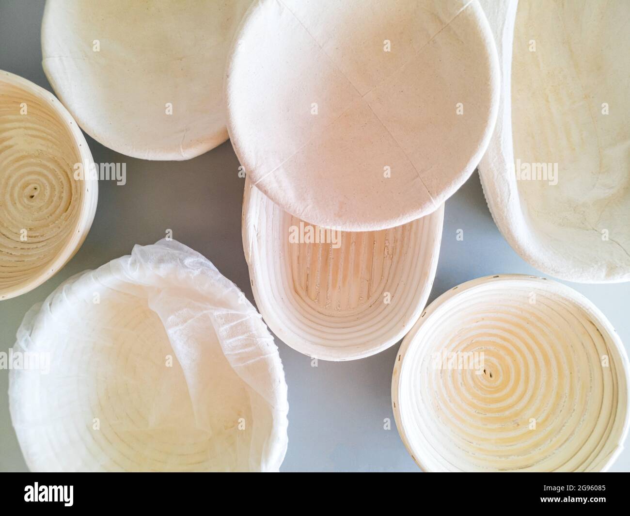 Texture stacks of wooden bread baskets in the bakery Stock Photo - Alamy