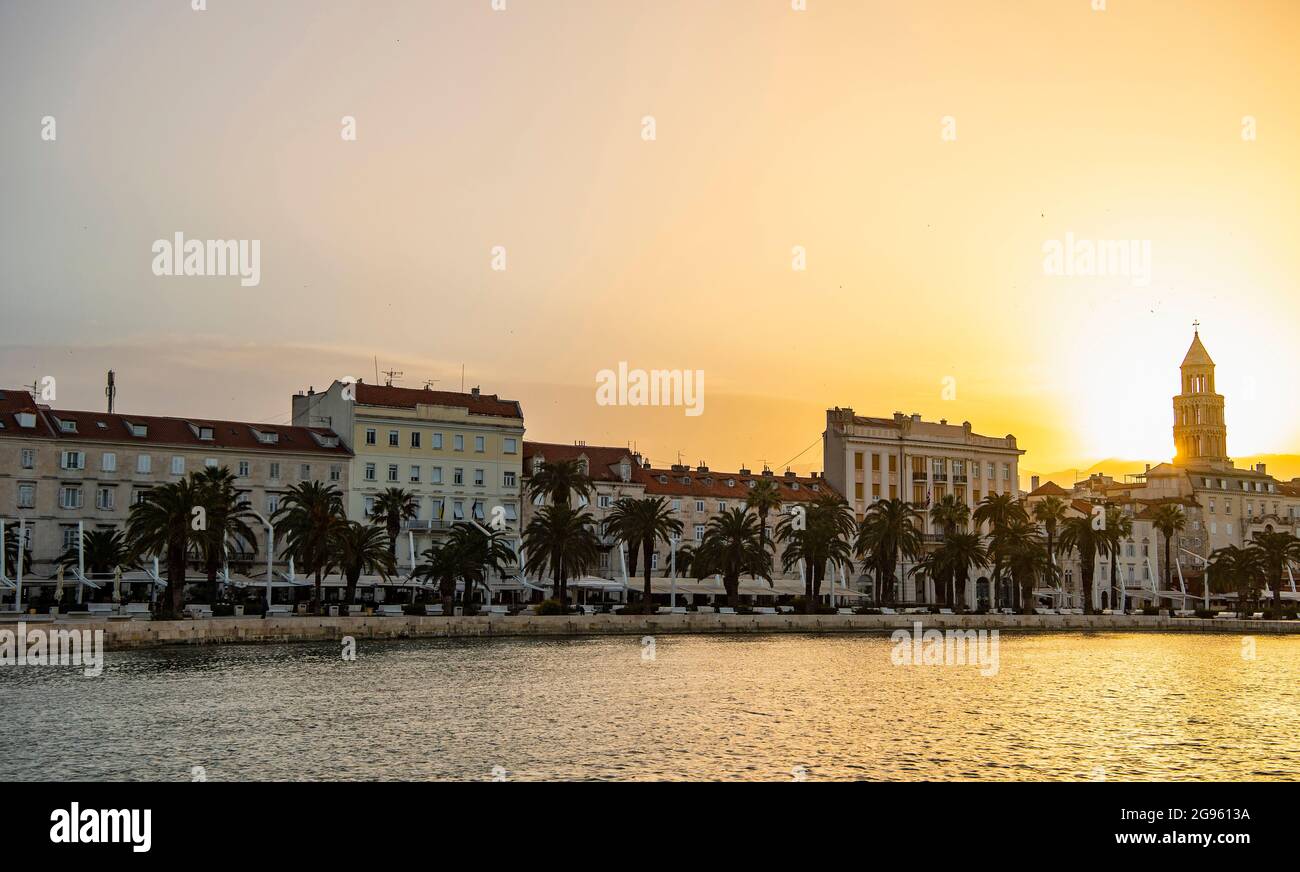 scenic view of the Mediterranean city of Split in Croatia Stock Photo ...