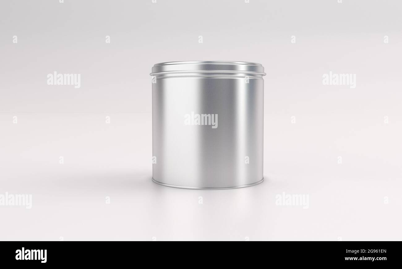 3D rendering of unlabeled metal can isolated on a white background ...