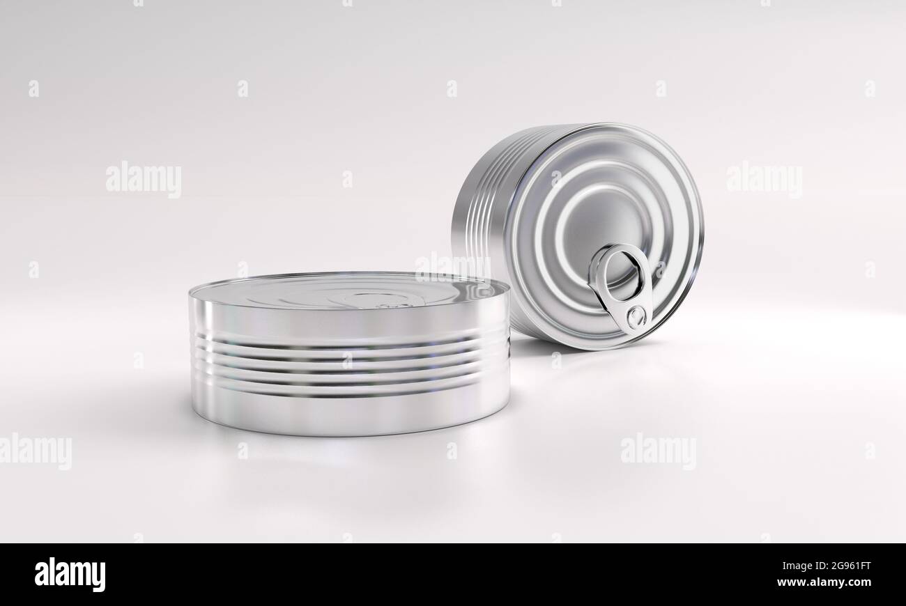 3D rendering of tin cans isolated on a white background Stock Photo - Alamy