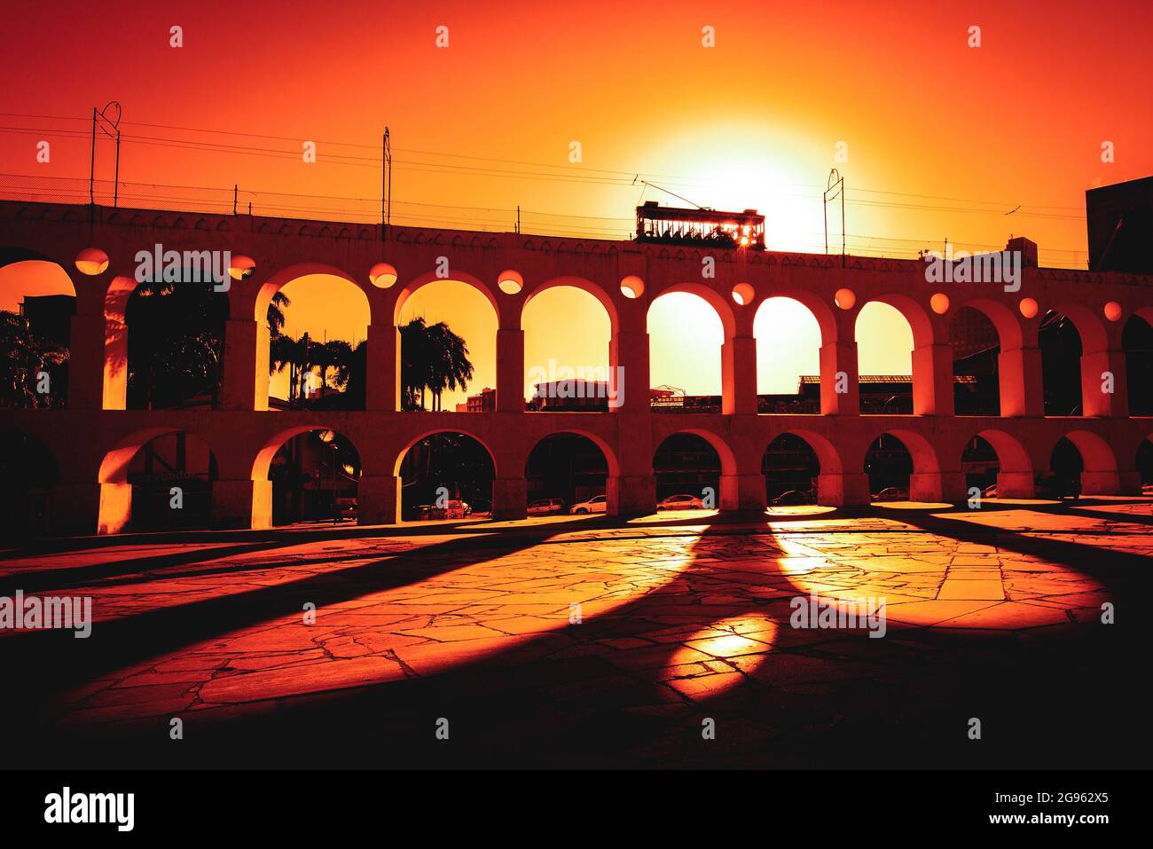 Spectacular View of Iconic Santa Teresa Tram Driving Along the Carioca ...