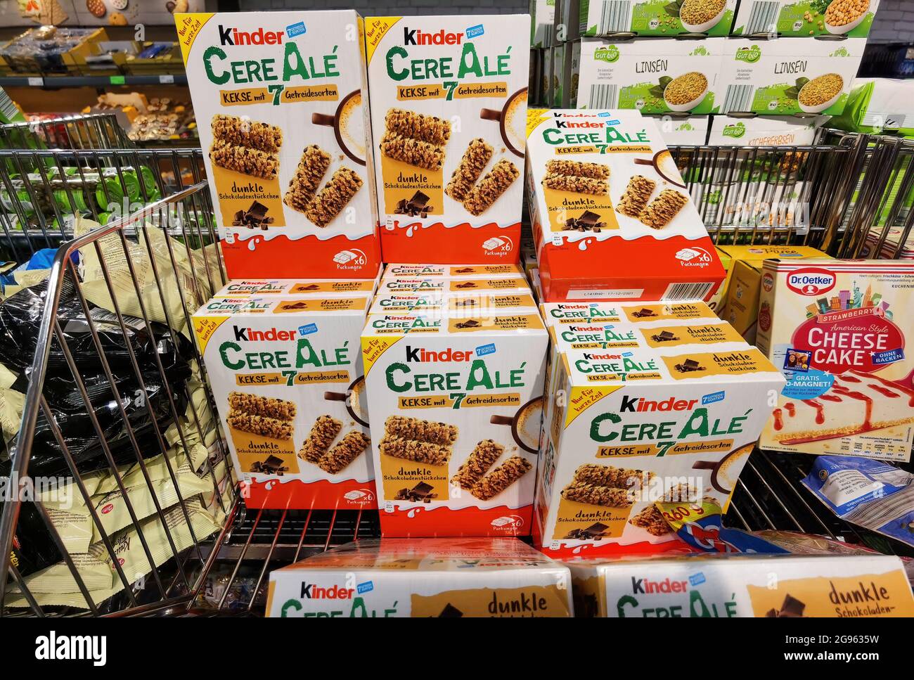 Berlin, Germany - July 16, 2021: View of packs in a supermarket with ...