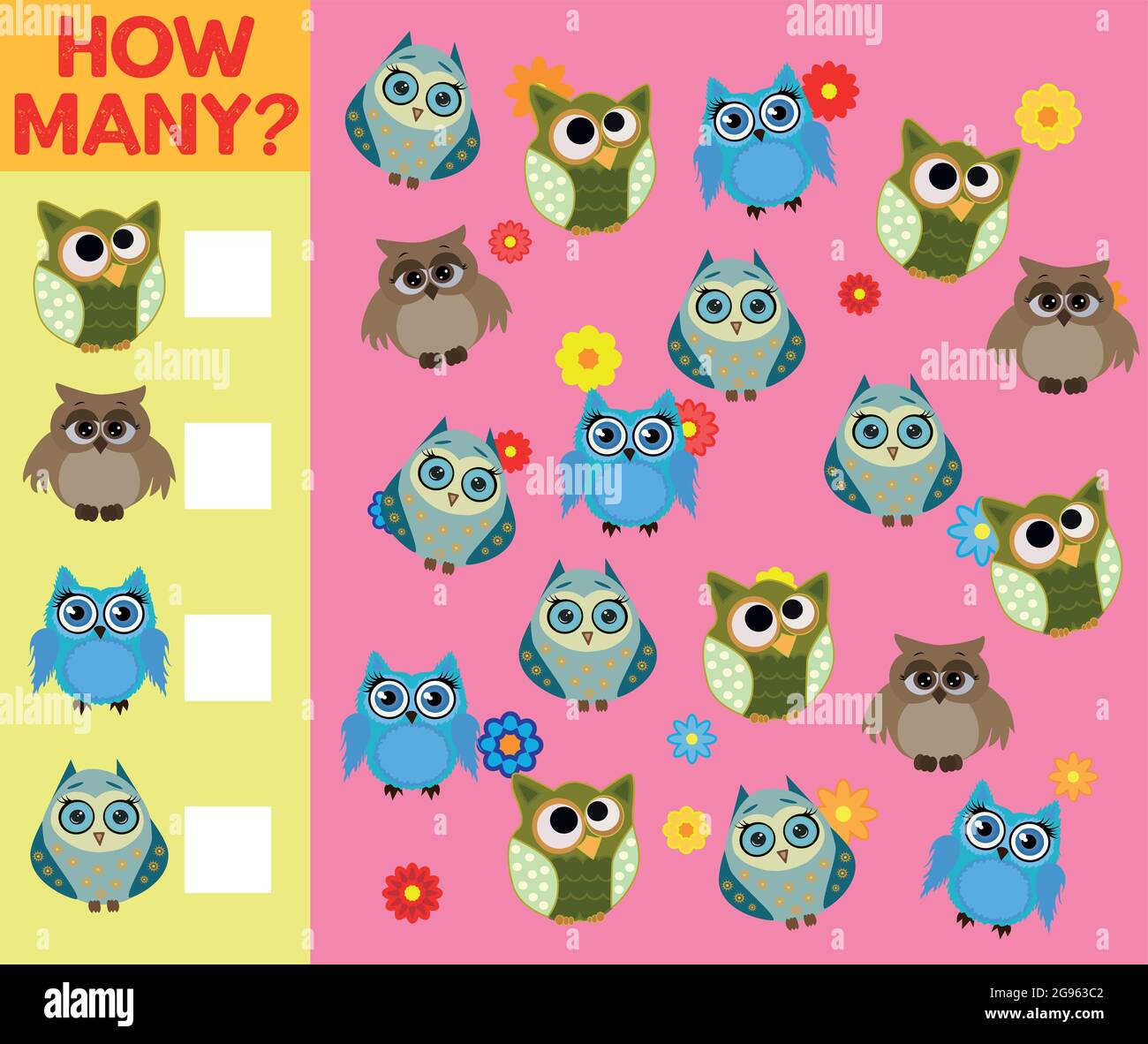 Cartoon Illustration of Educational Counting Activity Game for Children ...