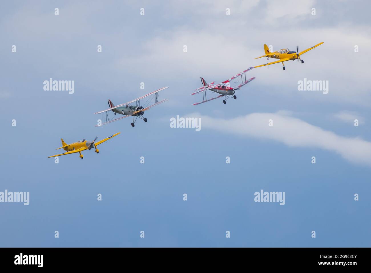 Avro Tutor, DH82a Tiger Moth, Miles Magister & Chipmunk T.22 flying in ...
