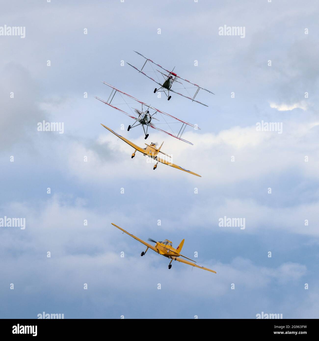 Avro Tutor, DH82a Tiger Moth, Miles Magister & Chipmunk T.22 flying in ...