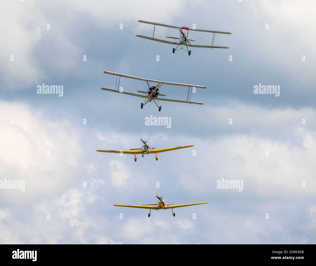 Avro Tutor, DH82a Tiger Moth, Miles Magister & Chipmunk T.22 flying in ...