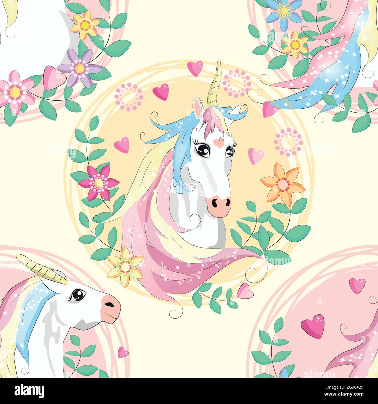 Doodle unicorn pattern for textile design. Animal cartoon. Ditsy print ...