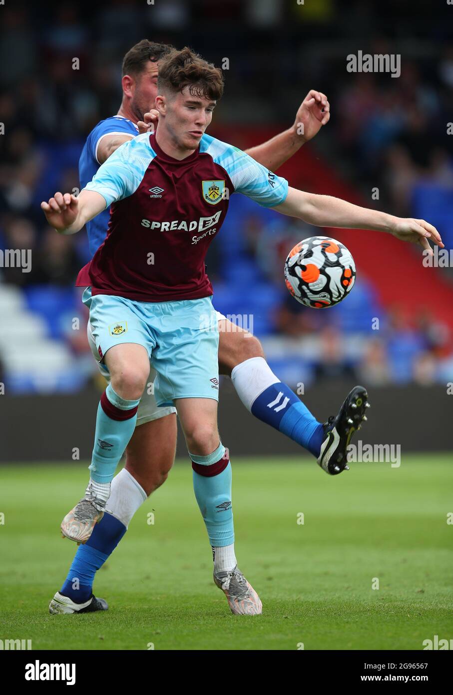 Oldham, England, 24th July 2021. Max Thompson of Burnley during the Pre ...