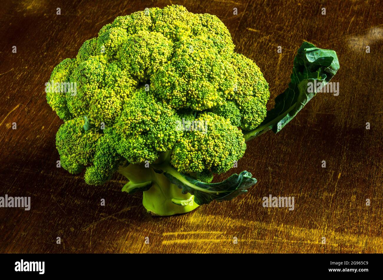 Fantasy mini landscape - tree made with broccoli on a wooden background ...
