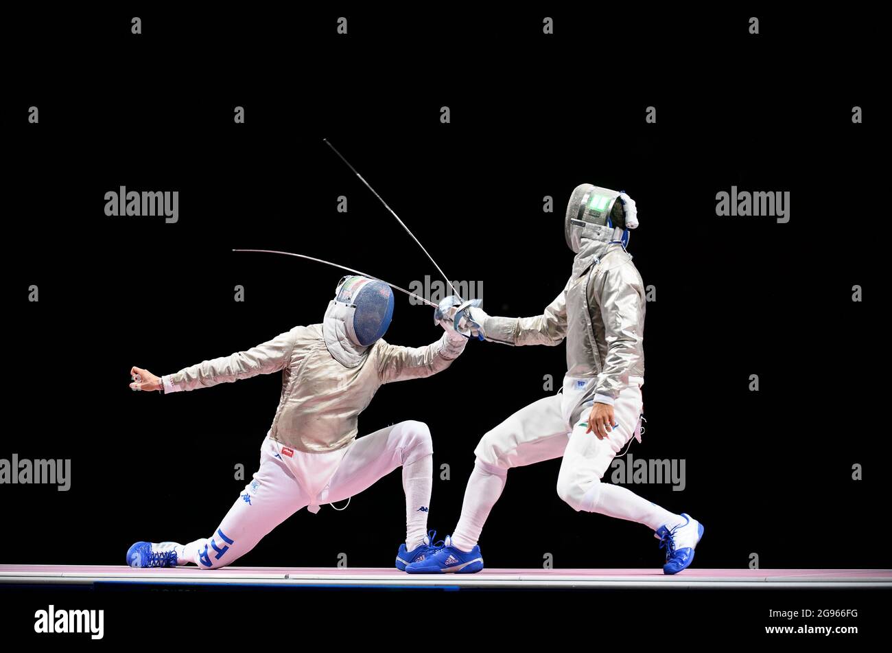 Luigi SAMELE (ITA) (left) versus vs. Aron SZILAGYI (HUN), action, final ...