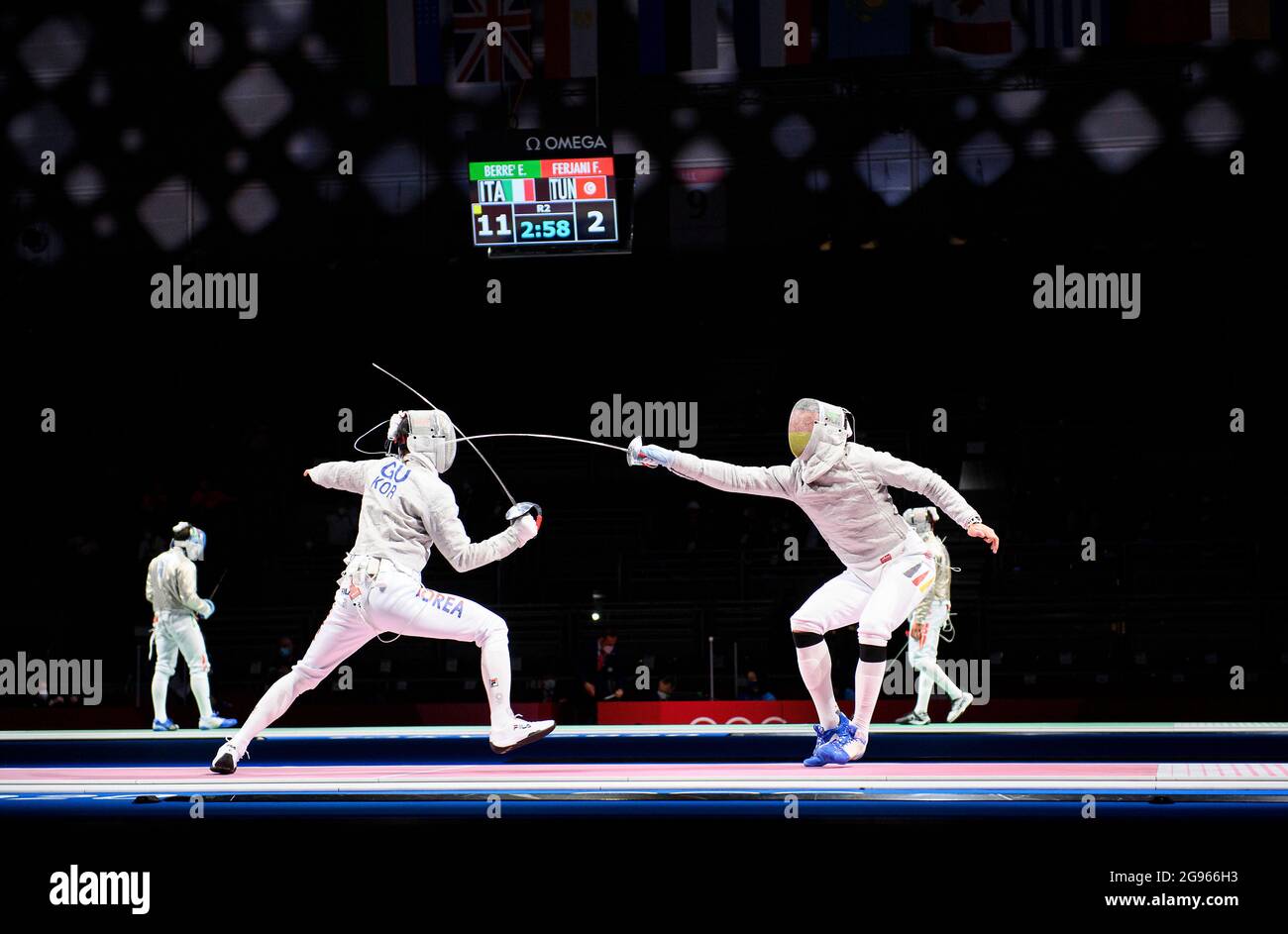 Matyas SZABO (GER) right versus vs. GU Bongil (KOR), action, fencing ...