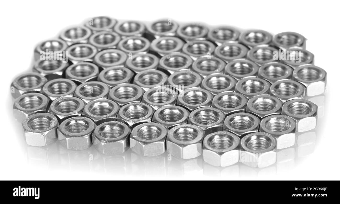 Chrome nuts isolated on white background close-up Stock Photo - Alamy