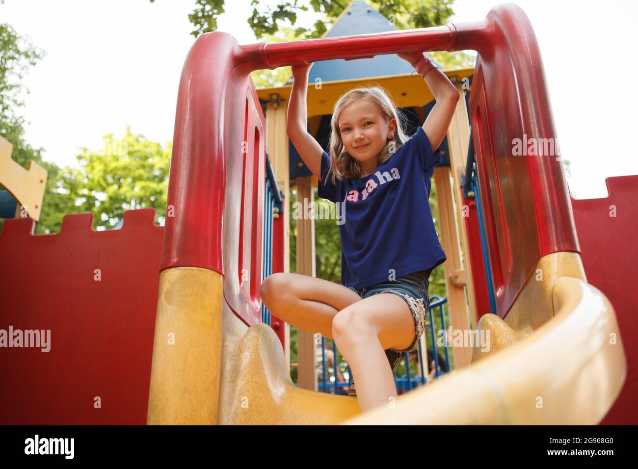 Child slide low angle hi-res stock photography and images - Alamy