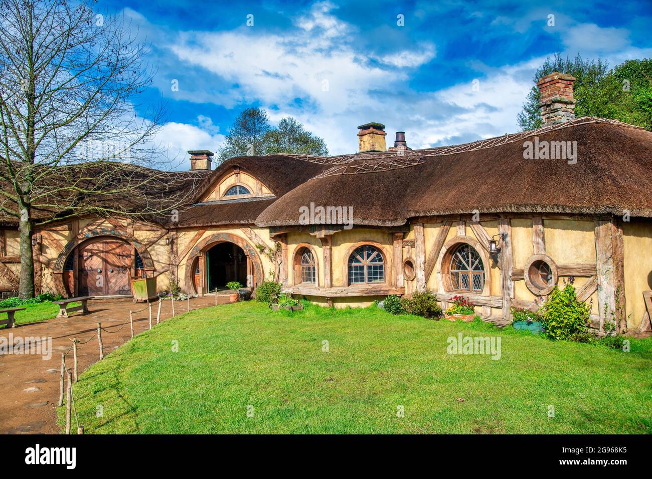 Home and hobbit garden in hobbiton movie set, New Zealand. Taken during ...