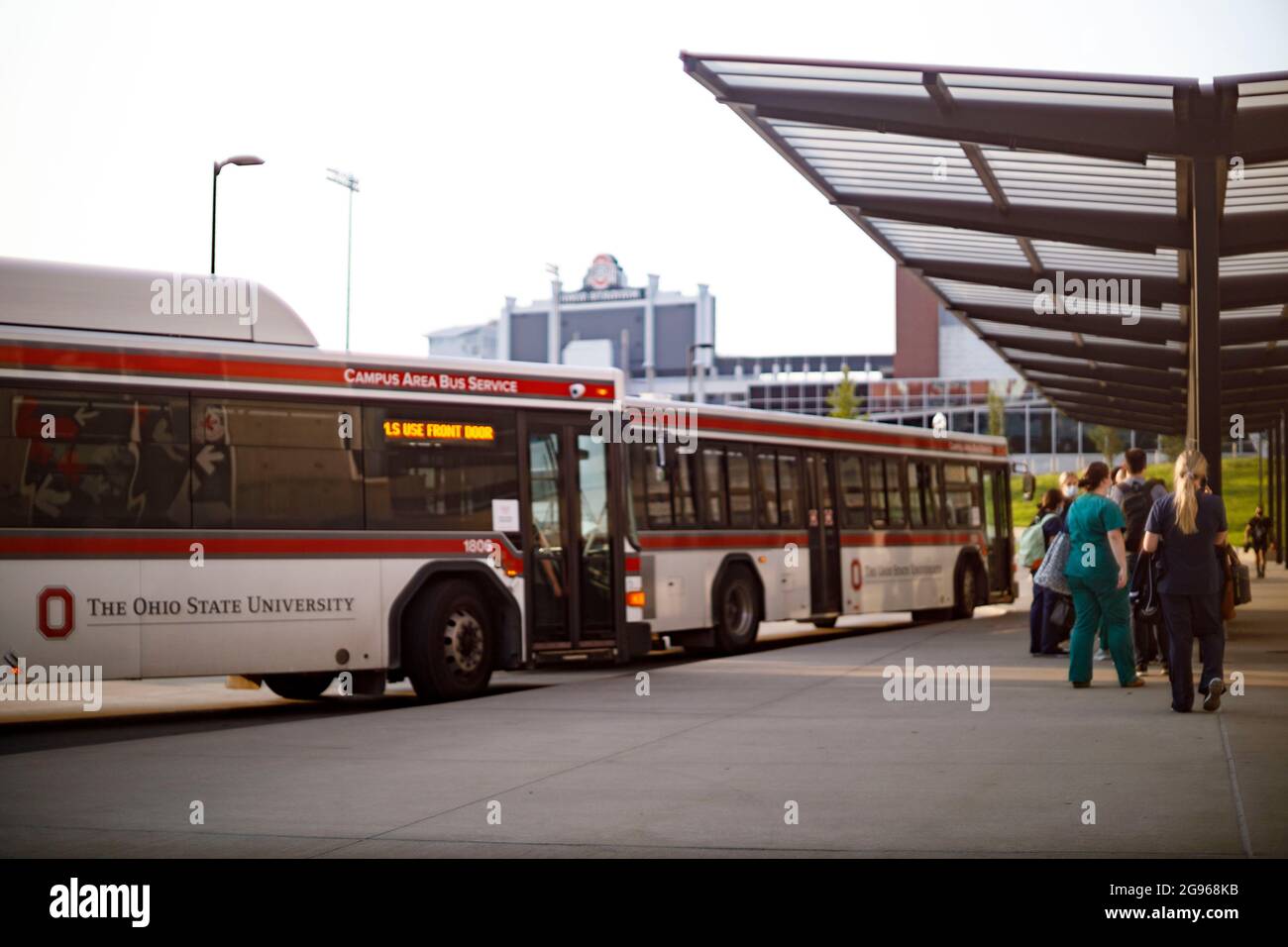 Students and medical workers line up to take The Ohio State University ...