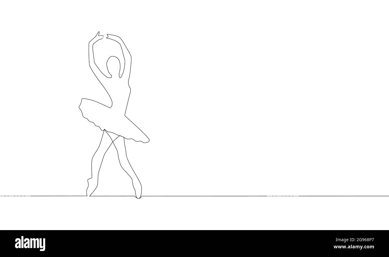 Self drawing animation of continuous line drawing of woman ballet ...