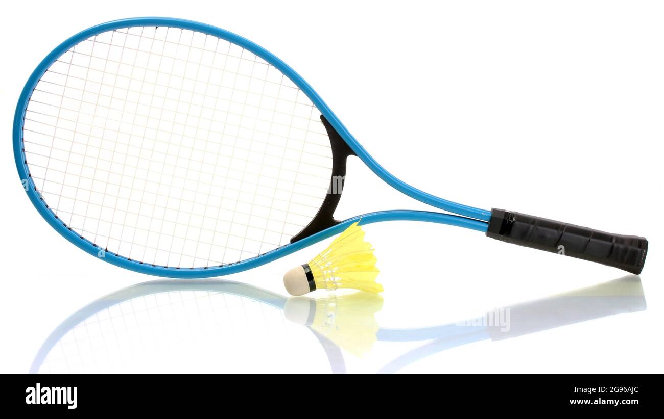 Badminton racket and shuttlecock isolated on white Stock Photo - Alamy
