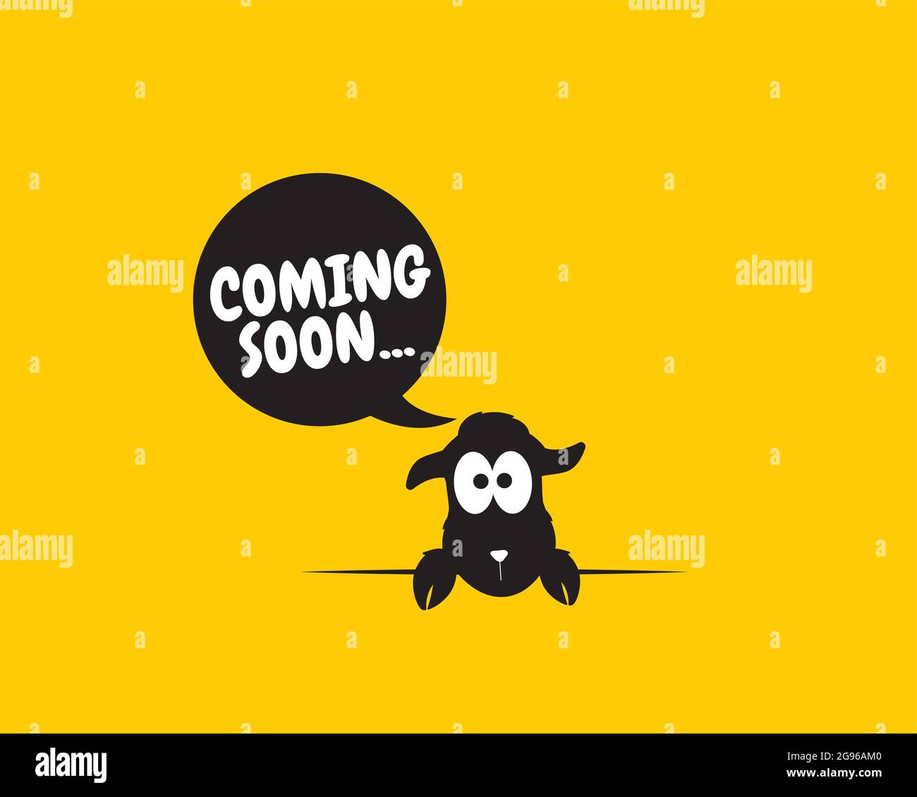 Coming soon, vector. Fun cartoon character, cute sheep illustration ...