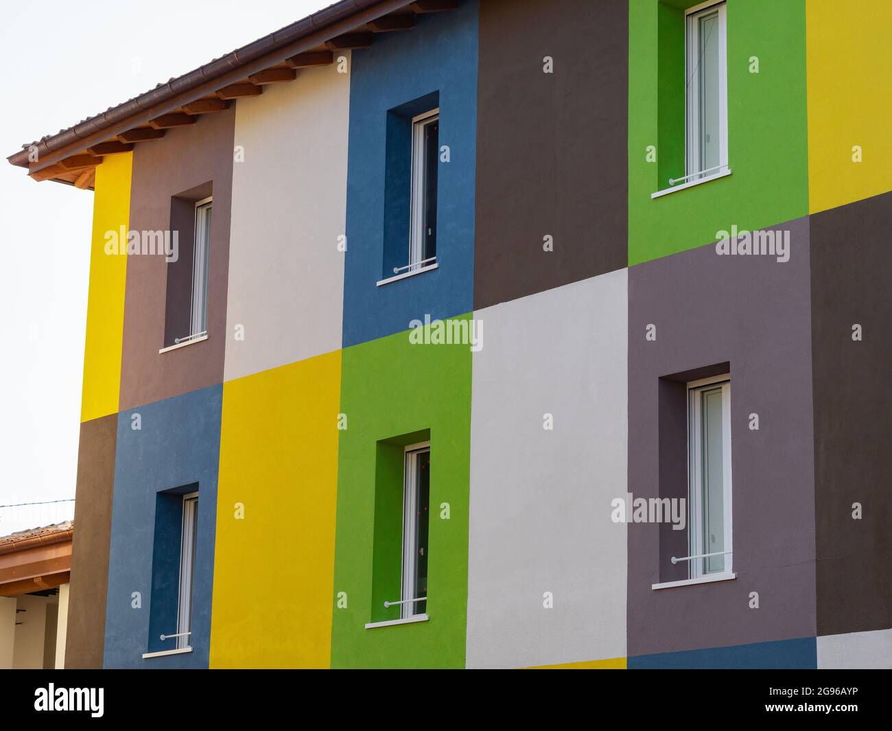 Facade of a House Divided into Rectangular Spaces colored Different ...