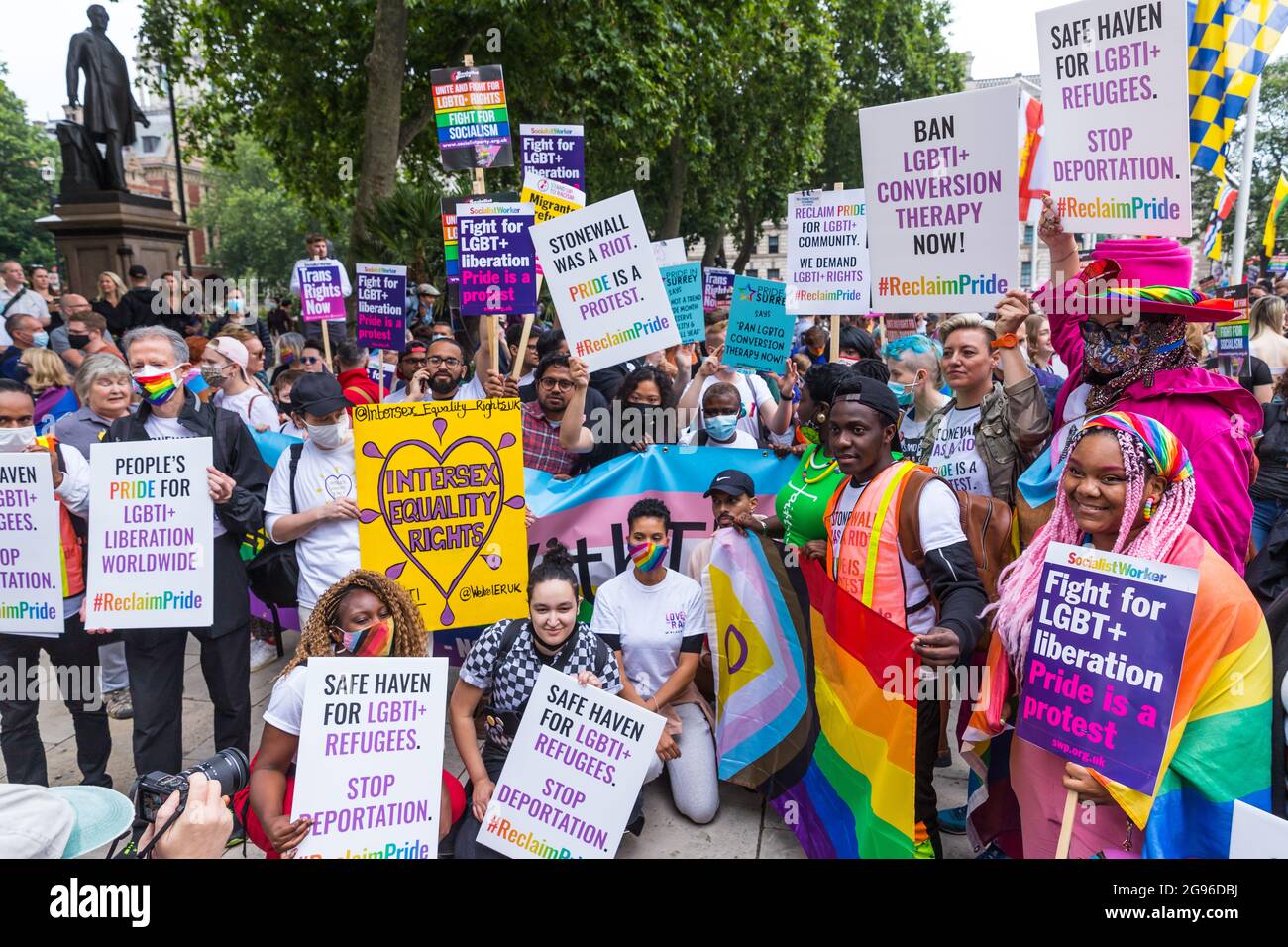 Reclaim pride protest, London, organised by Peter Tatchell Stock Photo ...
