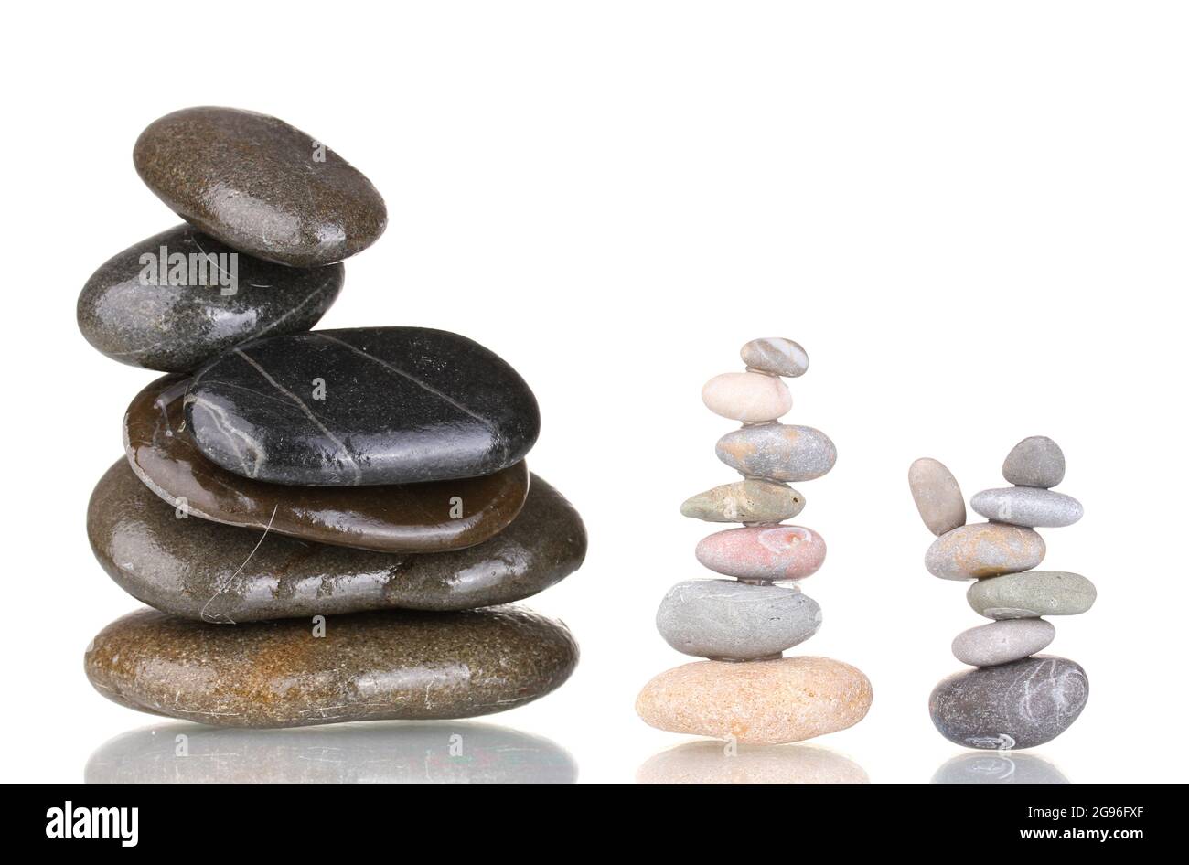 Stacks of balanced stones isolated on white Stock Photo - Alamy