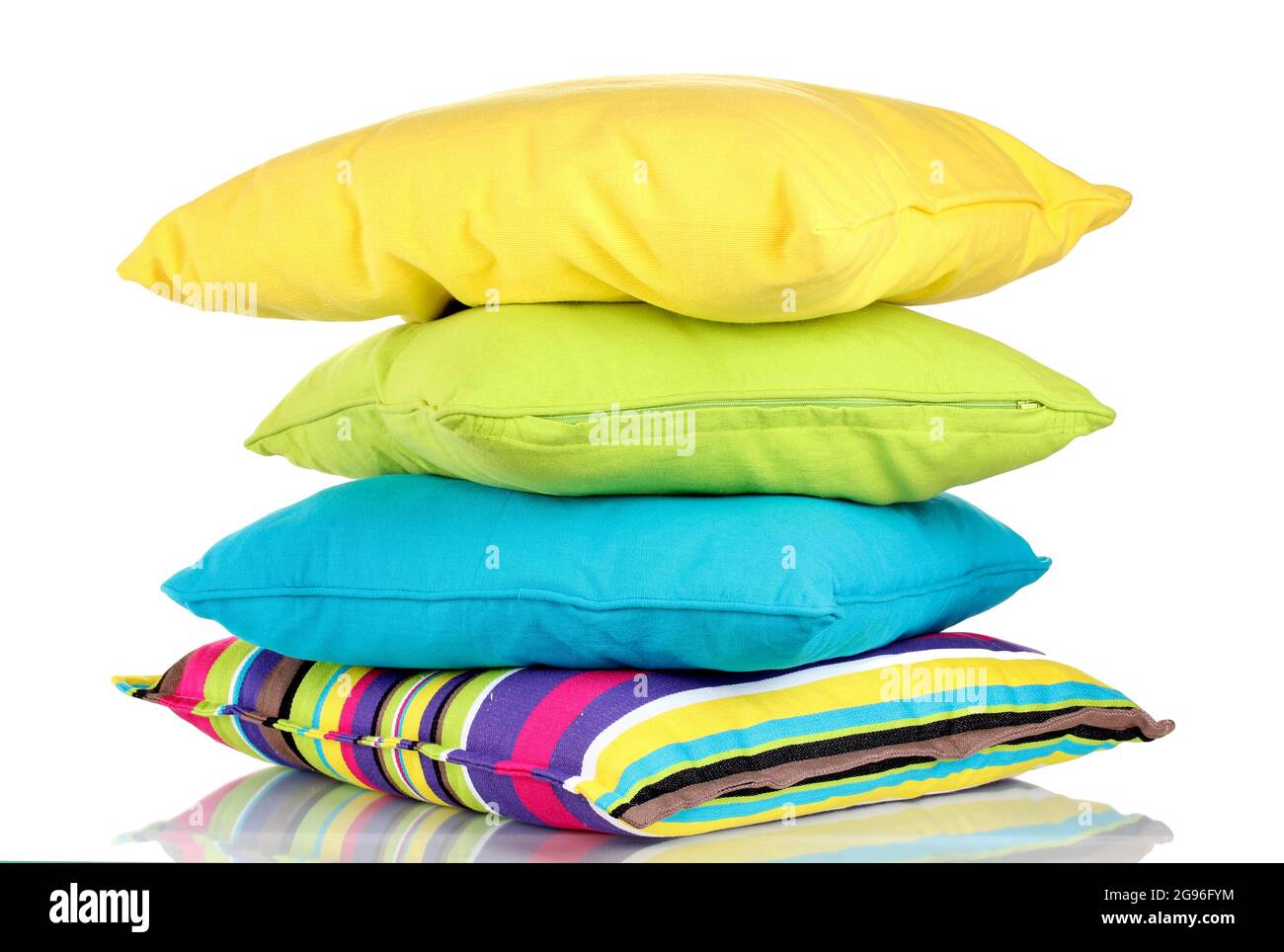 Bright color pillows isolated on white Stock Photo - Alamy