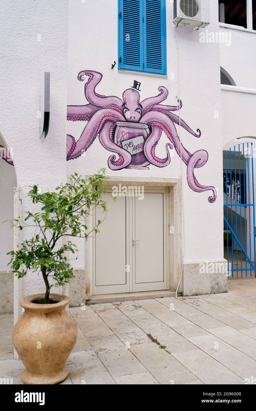 Octopus graffiti over the entrance to the house Stock Photo - Alamy