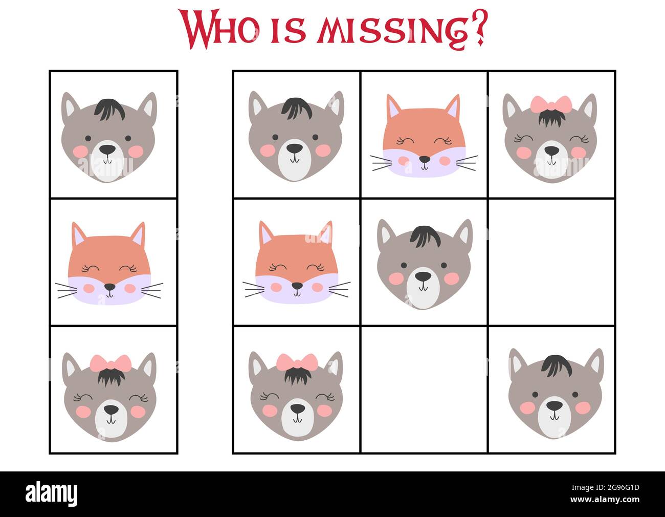 Sudoku game for children with pictures. Kids activity sheet. cute ...
