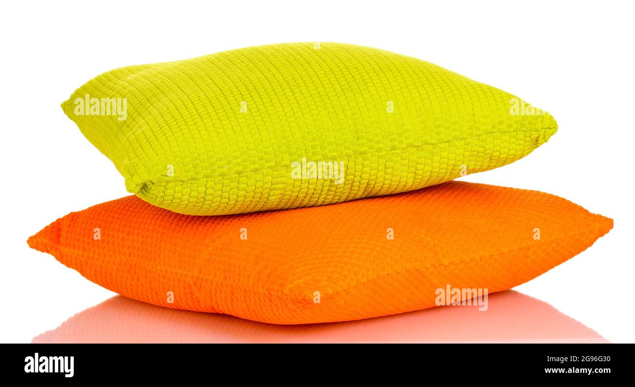 Bright color pillows isolated on white Stock Photo - Alamy
