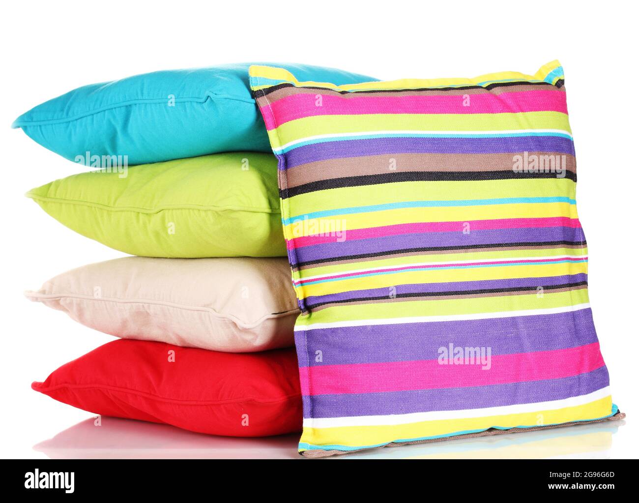 Bright color pillows isolated on white Stock Photo - Alamy