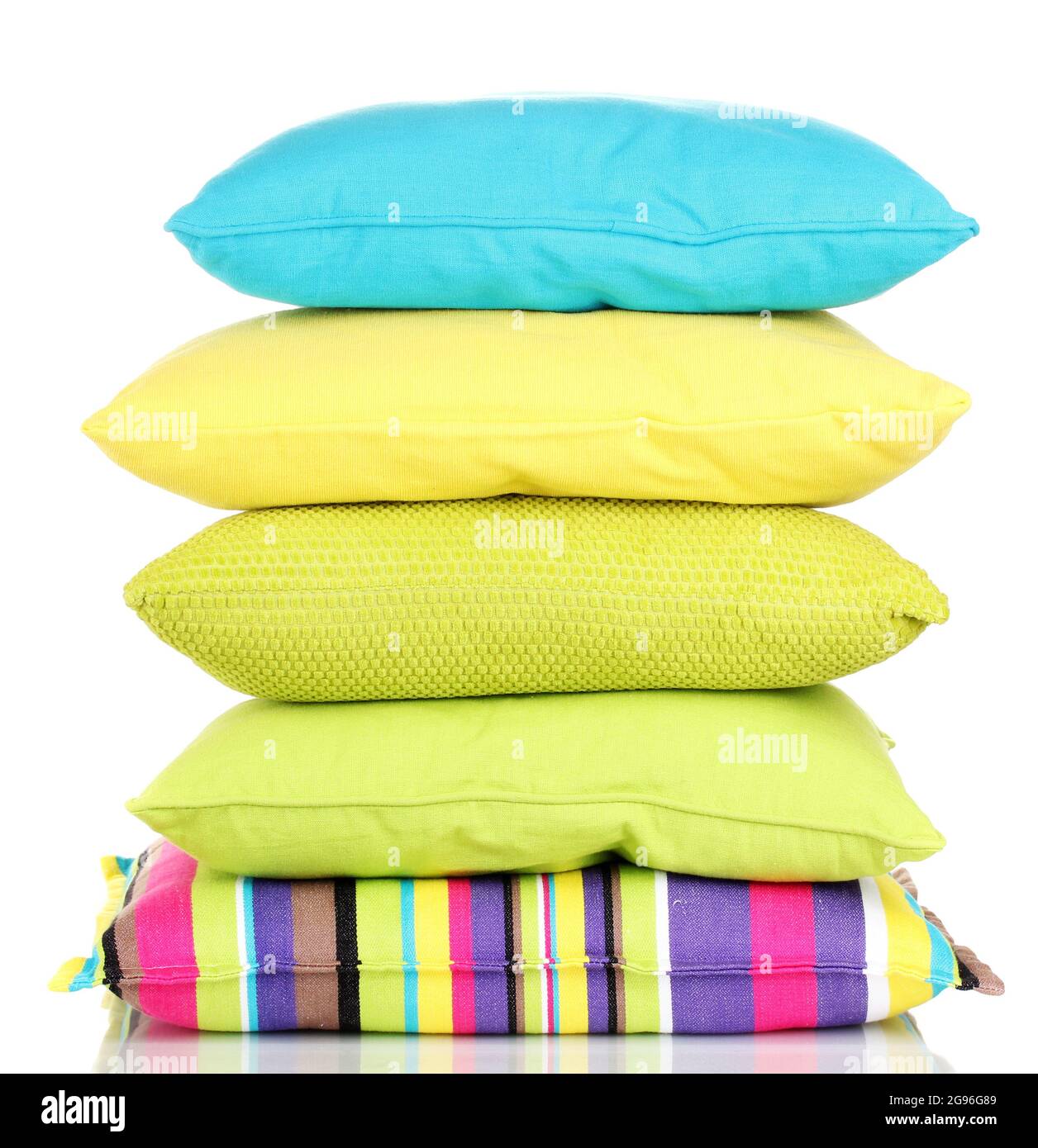 Bright color pillows isolated on white Stock Photo - Alamy