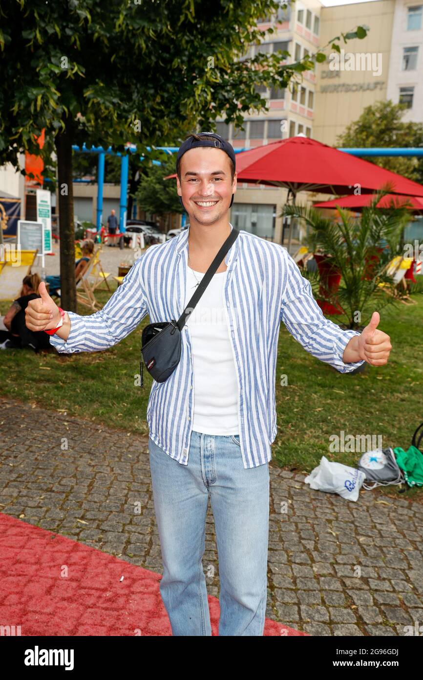 Berlin, Germany. 24th July, 2021. Louis Held comes to the theater ...