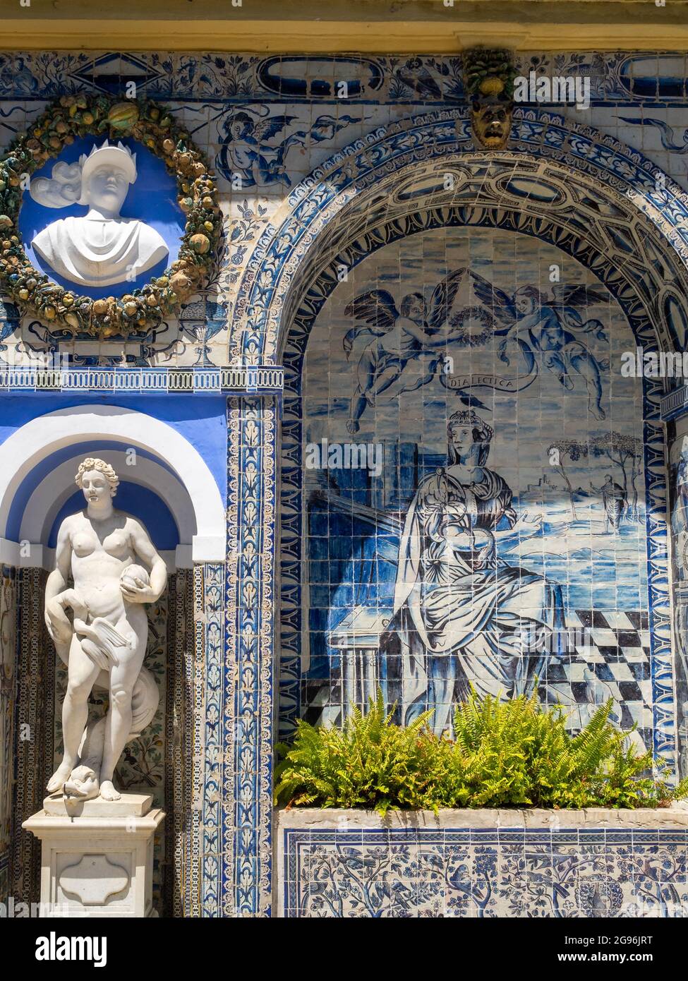 Fronteira Palace blue and white tiles with a woman allegory of ...