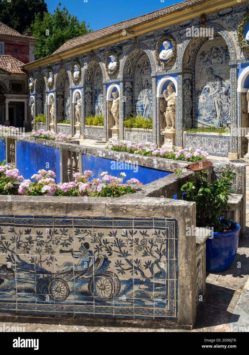 Fronteira Palace terrace blue and white tiles with a allegories to the ...