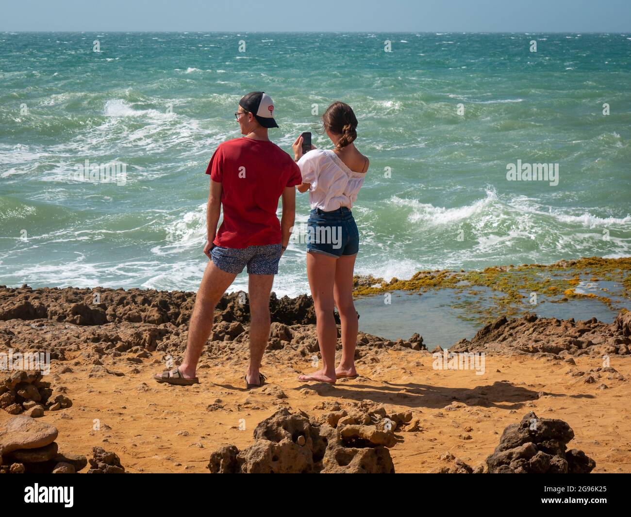 Uribia, La Guajira, Colombia - May 28 2021: Caucasian Couple are Taking ...