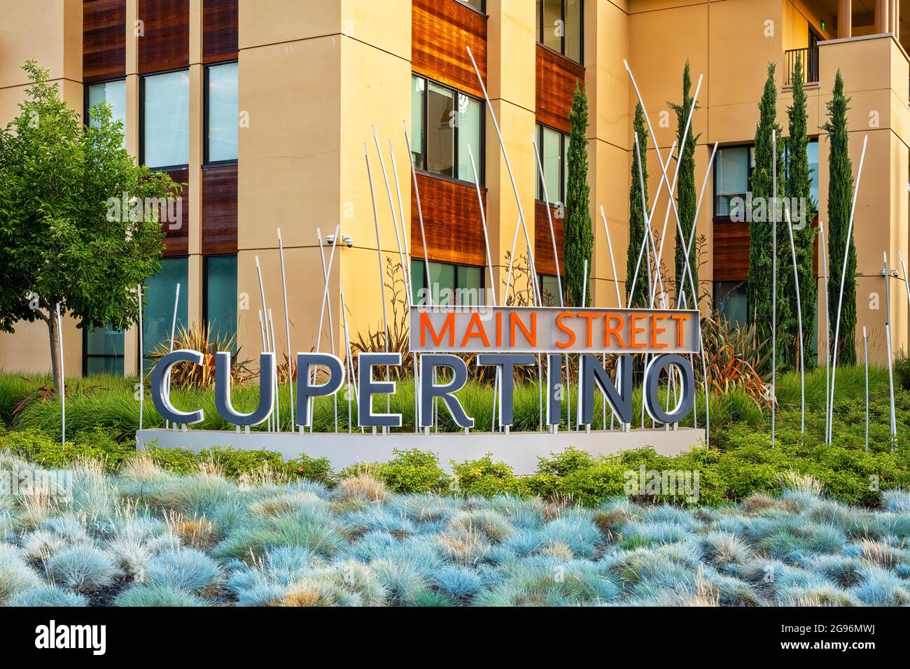 Cupertino, California, USA - July 19, 2021: Main Street Cupertino sign ...