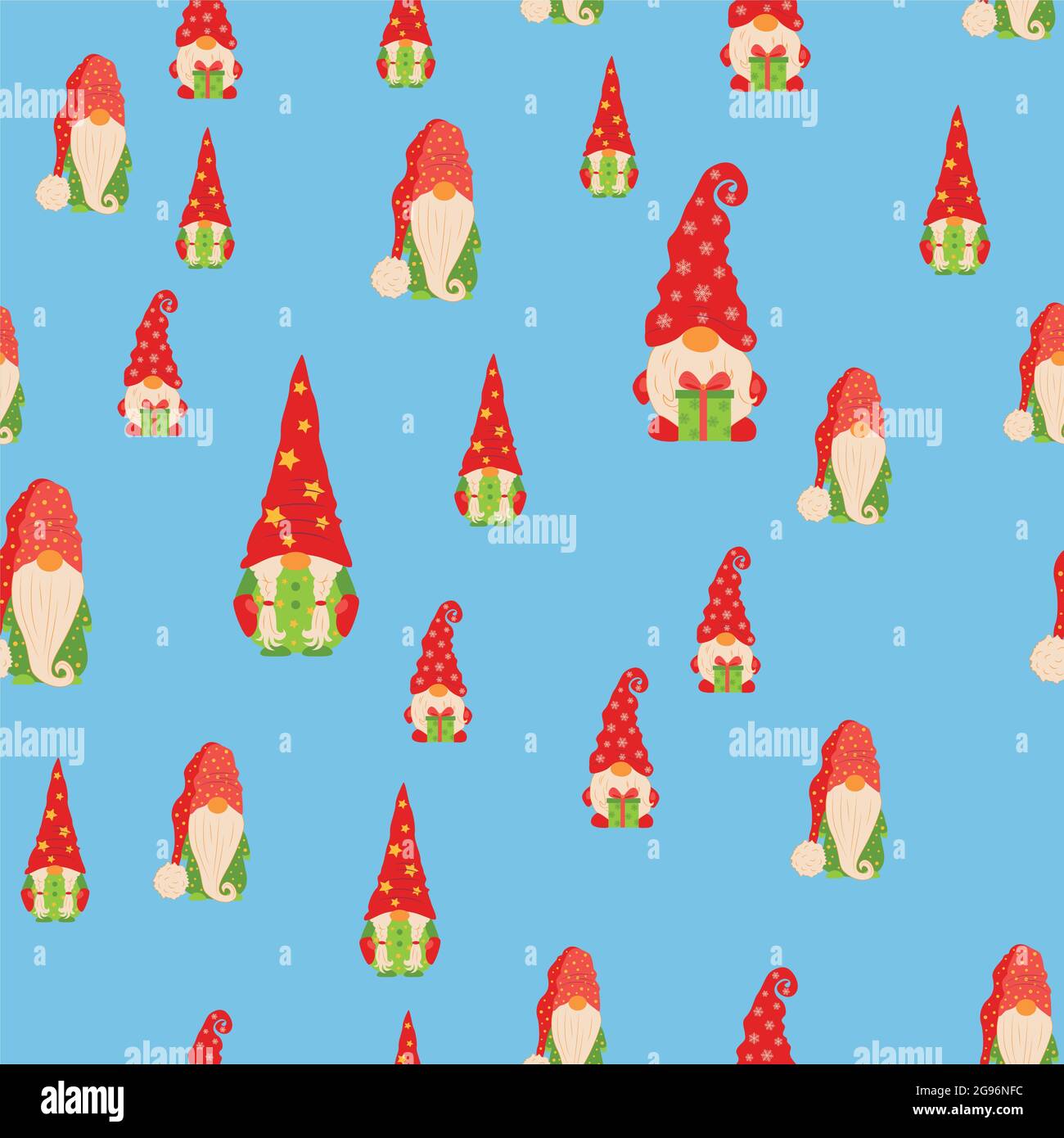 Christmas seamless pattern with gnomes, wrapping paper and background ...