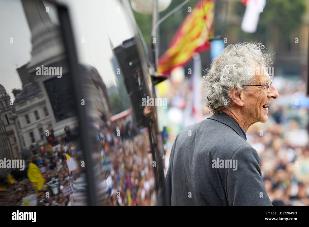 London, UK. - 24 July 2021: Campaigner and activist Piers Corbyn poses ...