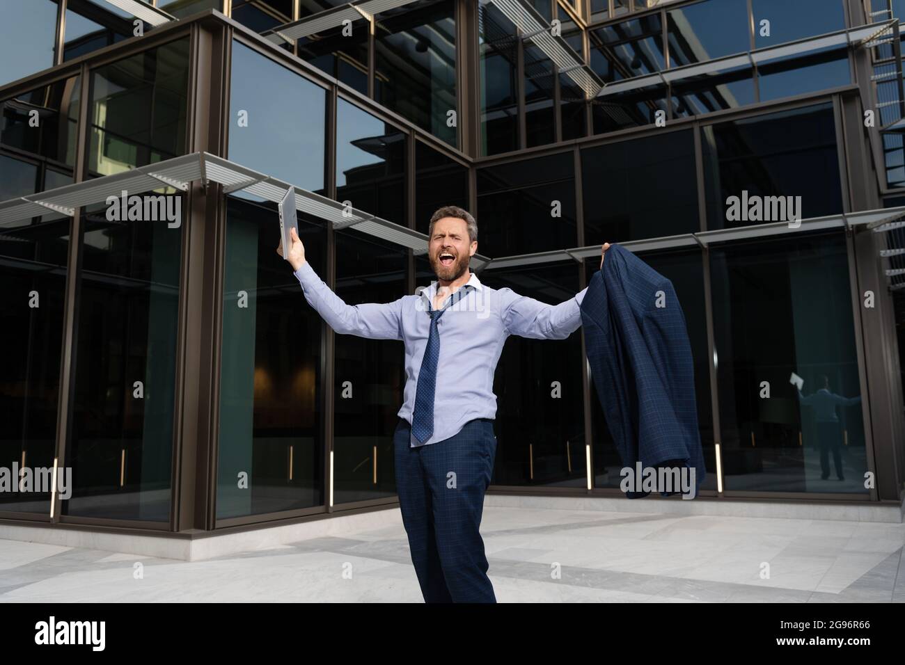 business excitement. man expressing positivity. professional bearded ...