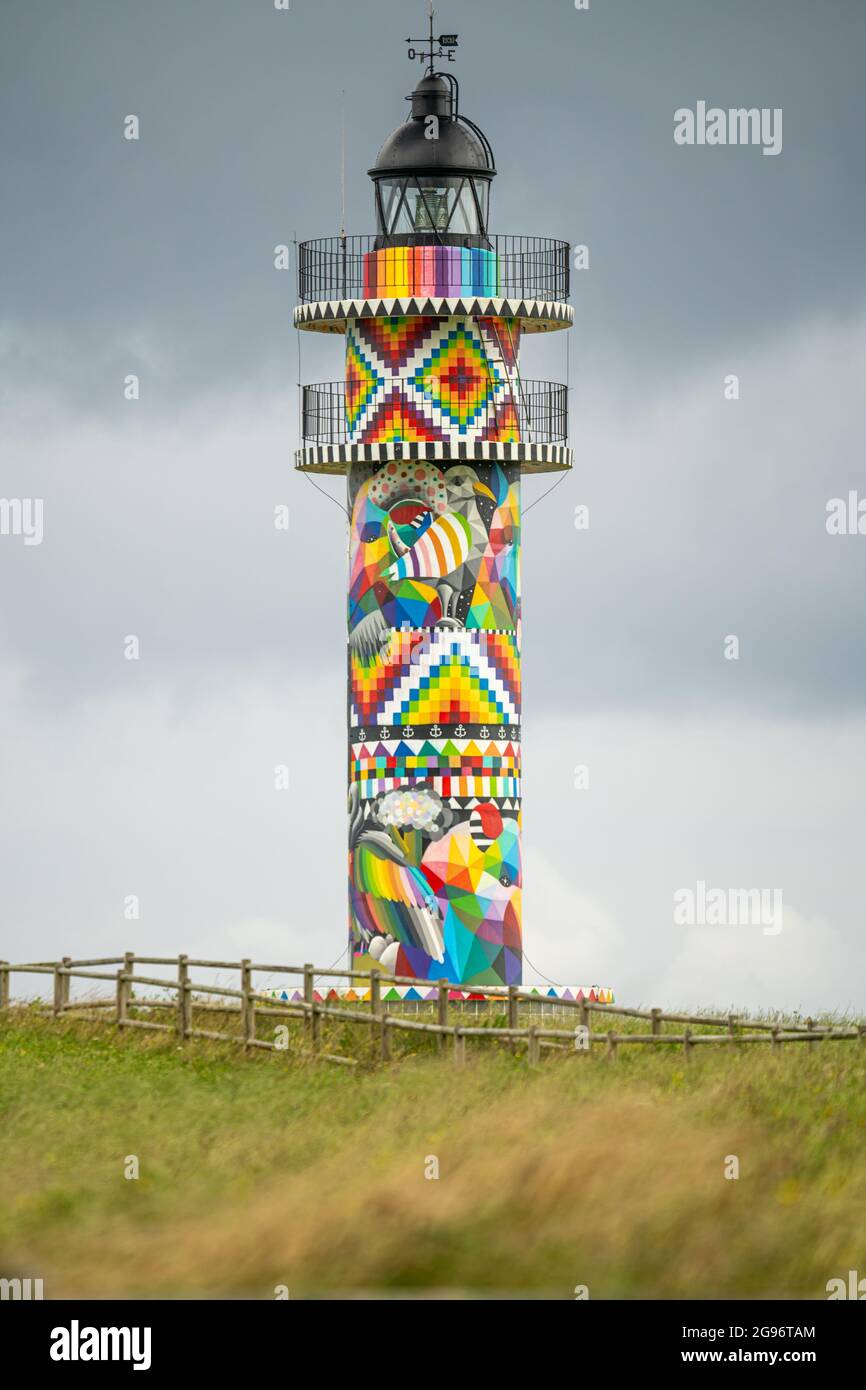 "Ajo, Spain"; July 19 2021: Lighthouse of the municipality of Ajo ...