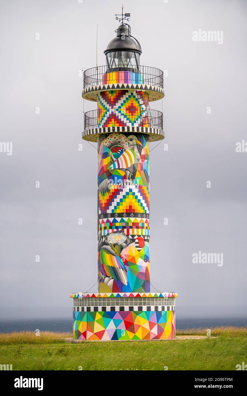 "Ajo, Spain"; July 19 2021: Lighthouse of the municipality of Ajo ...