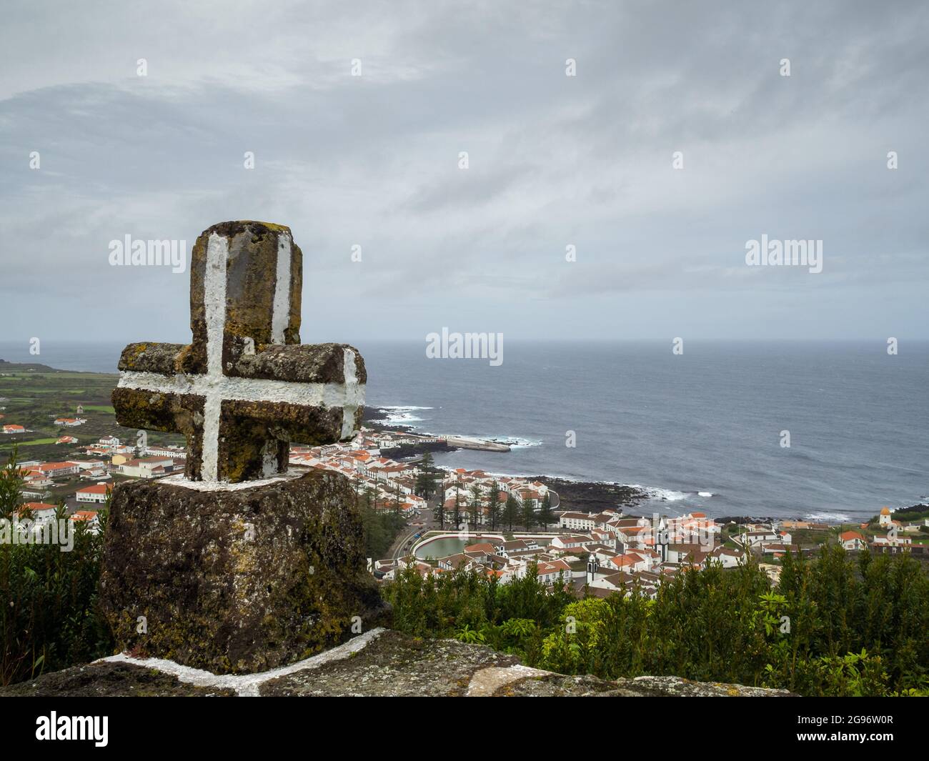 Volcanic rock cross over Santa Cruz da Graciosa, Azores Stock Photo - Alamy