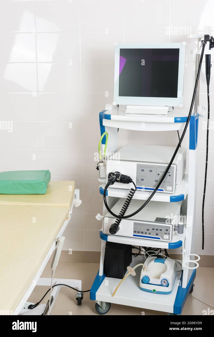 Medical equipment for video-esophagogastroduodenoscopy in the room. A ...
