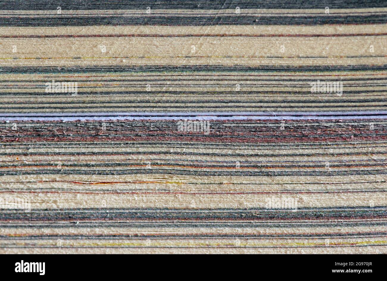 Book edge textures, side view of stack of papers for background and ...