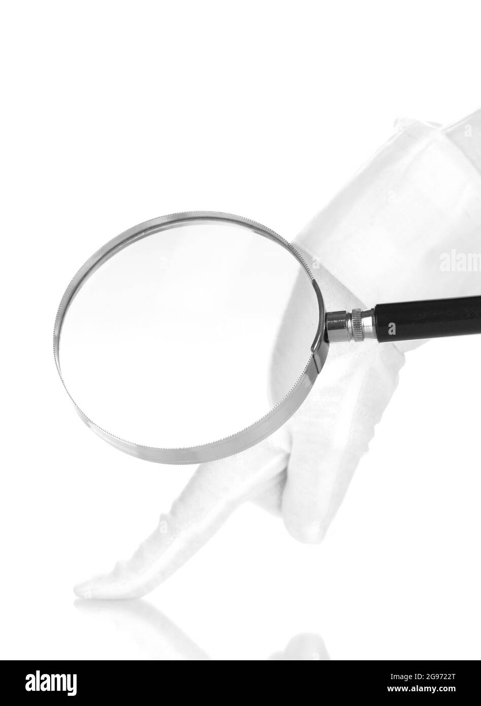 Female hand checking cleanliness isolated on white Stock Photo - Alamy