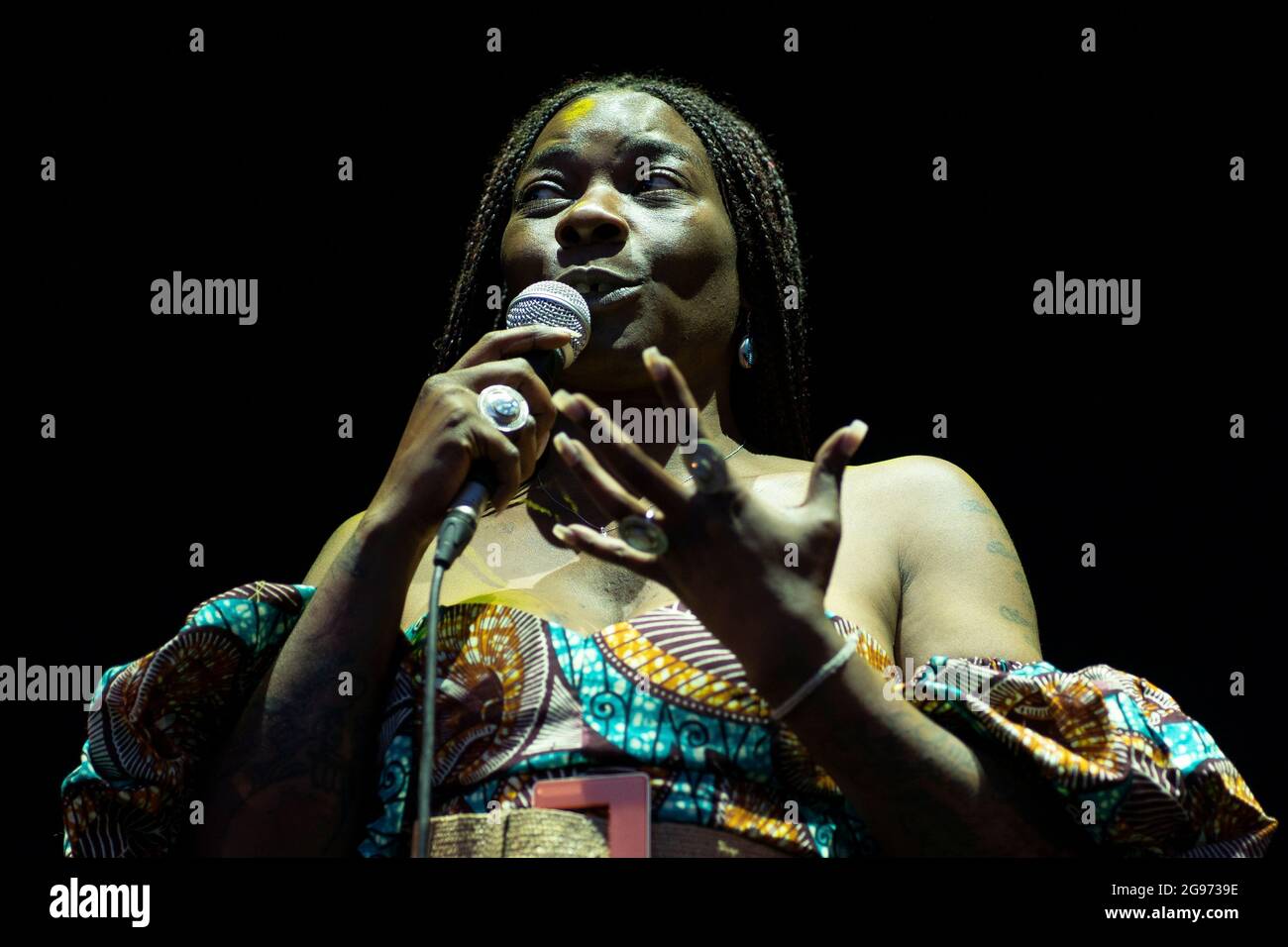 Singer Concha Buika performs at the Plaza de la Armeria which was ...