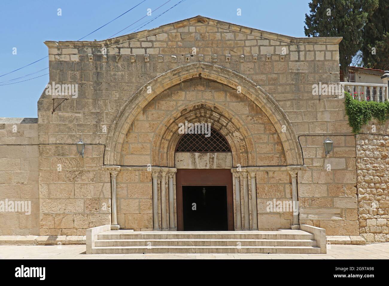 Entrance door of ancient building architecture with stone facade Stock ...