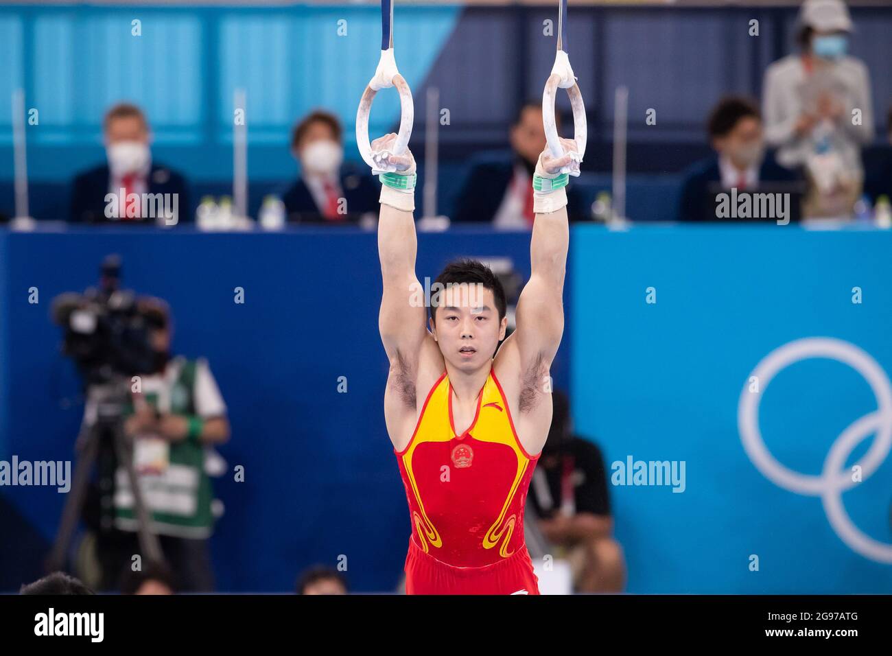 Tokyo, Japan. 24th July, 2021. Yang Liu of Team China on rings during ...
