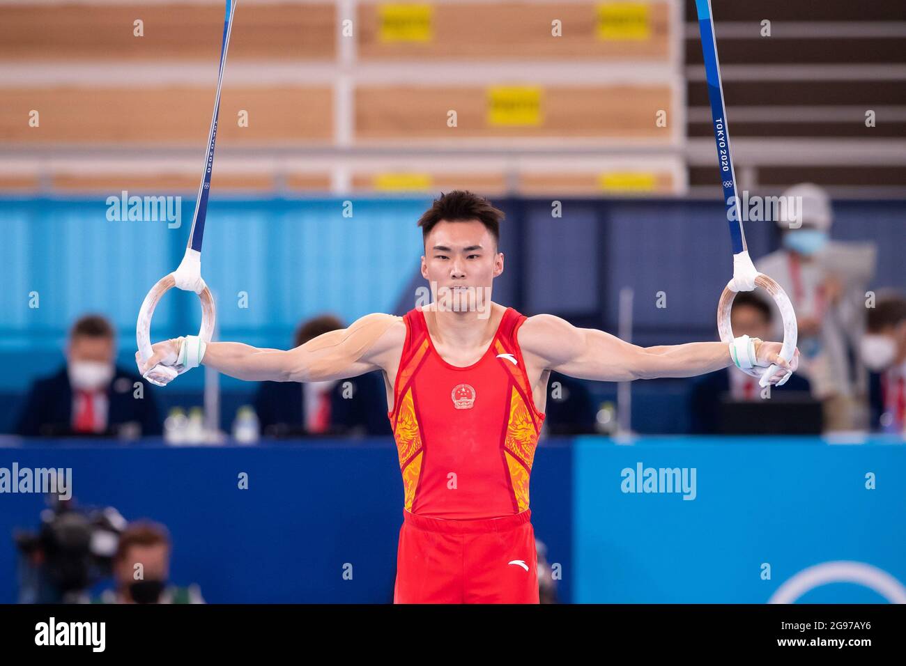 Tokyo, Japan. 24th July, 2021. Yang Liu of Team China on rings during ...